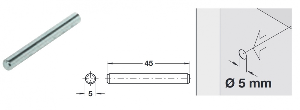 45mm Length Shelf Support Plug in for Ø 5 mm holes - solmer.co.uk